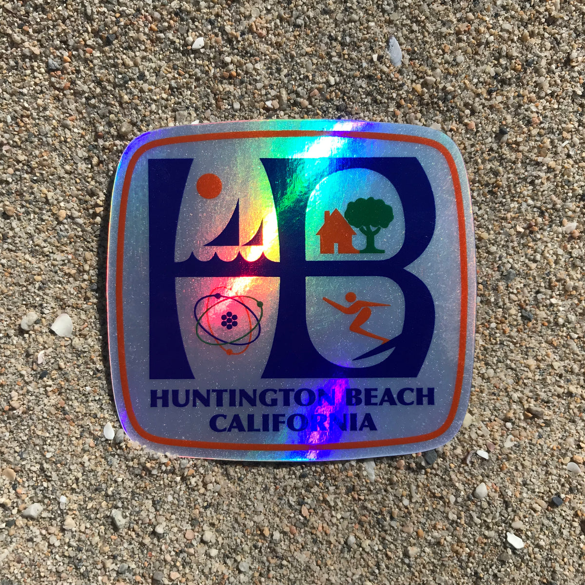 HB Huntington Beach, California - Hologram Vinyl Sticker – The HB Shop